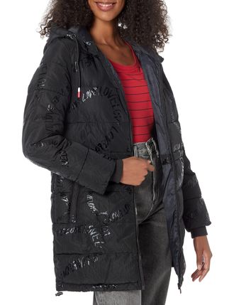 Desigual Damen Padded_aarhus, 2000 Black, PADDED LONG OVERCOAT, Schwarz, XS EU