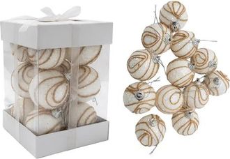 Shatchi 12 x Christbaumkugeln zum Aufh&auml;ngen, weicher Schaumstoff, glitzernd, verziert, bruchsicher, Christbaumschmuck, Tischdekoration, wei&szlig;, 4 cm