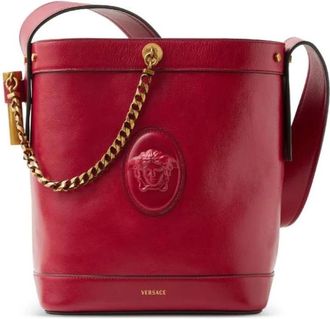 Versace Femme, Sacs, Rouge, Taille: ONE Size Pivot Small Leather Bucket Bag