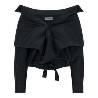 Balenciaga Crop Shirt Off the Shoulder - - Blouses & Shirts - Damen - Schwarzk - 2XS