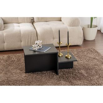 Calicosy Calicosy - Table Basse en Bois Noir, 40x80x40 cm, Pour la Maison