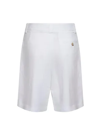 Blanca Vita Womens Bermuda Shorts Belsik White Viscose-Linen
