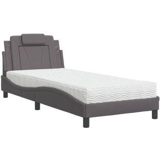 vidaXL Bett Viana mit Matratze Grau 90x190 cm Kunstleder Vidaxl
