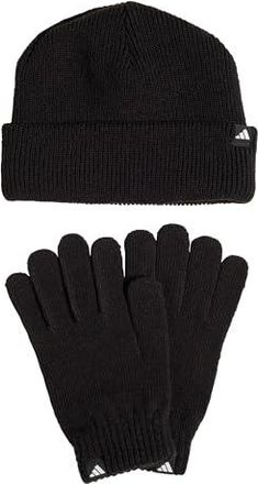 adidas Mixte Glove + Beanie Pack, Black/White, XL
