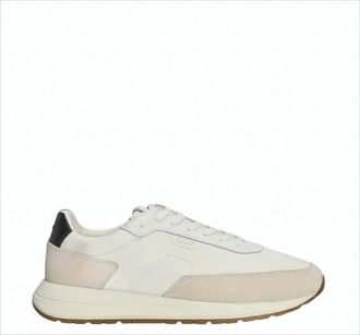HUGO BOSS Low-Top Sneaker - Low-Top Sneakers In Suede And Textured Leather - Gr. 43 (EU) - in Wei&szlig; - f&uuml;r Damen