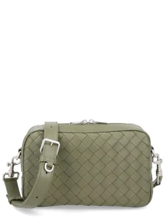 Bottega Veneta Mens Shoulder Bag Braided Calf Leather Green