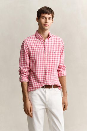 GANT Herren Gingham Hemd aus Leinenmix (XXXL) ROSE Rosa
