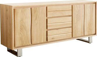 DELIFE Kommode Live-Edge 170 cm Eiche Natur 3 Schübe 4 Türen Sideboard