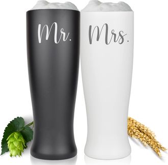 Milu Weißbierglas mit Gravur 2er Set personalisiert - als Geschenk-Idee Valentinstag Hochzeit Vatertag Muttertag Weihnachten Liebesgeschenk Geburtstag Einw
