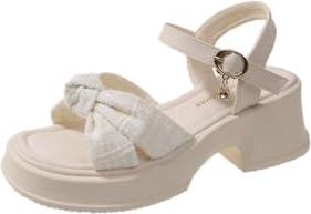 Generic Sandales tendance à bout ouvert pour femme avec boucle, blanc, 38 EU