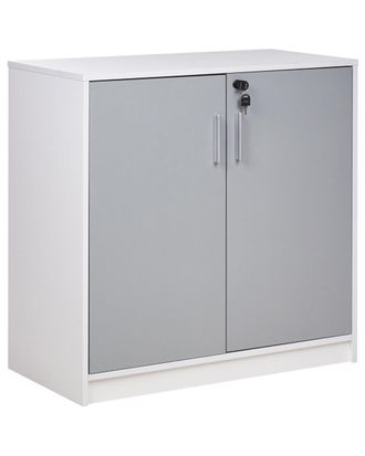 Beliani Büroschrank grau/weiß 80 x 80 x 40 cm abschließbar für Wohnzimmer Büro Zehna