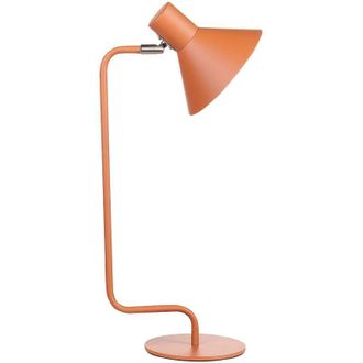 Beliani Lampe &agrave; Poser Moderne en M&eacute;tal Abat-Jour en C&ocirc;ne Orange Ajustable Bureau Rimava