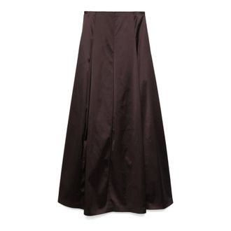 Genny Femme, Jupes, Brun, Taille: 38 FR Jupe Longue en Satin Marron