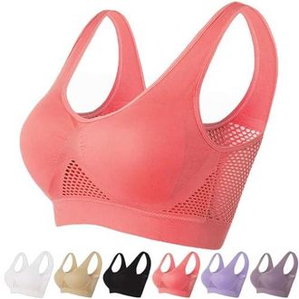 Generic Visulong Soutien-gorge de sport respirant et respirant pour femme, r&eacute;glable, sans fil, confortable, anti-affaissement des seins, rouge past&egrave;que, XXL