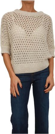 Nenette Femme, Pulls, Beige, Taille: 36 FR Maglia Kimono Punto Rete