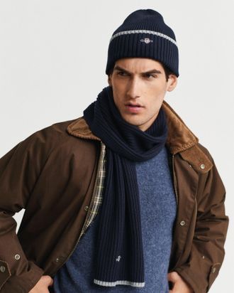 GANT Herren Essential Beanie und Schal im Geschenkset (ONE SIZE) MARINE