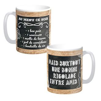 Enesco Vino de Francia Lotto 12 Becher Au Menu Ce Soir H 9.5- D 8 cm