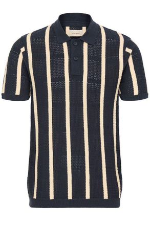 Blend Poloshirt BHDarin Striped Gestreiftes Feinstrick-Poloshirt mit Strickmuster