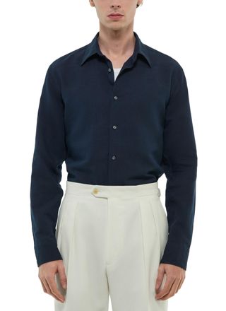Fursac Chemise &agrave; col hirondelle en lin et coton - Taille XL - Homme