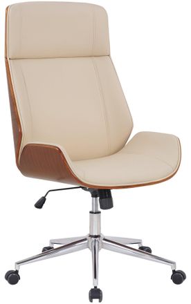 Clp B&uuml;rostuhl ergonomisch mit Armlehne Varel, Schreibtischstuhl mit modern drehbar und h&ouml;henverstellbar Gestell, R&uuml;ckenlehne kippbar, Farbe:walnuss/Creme