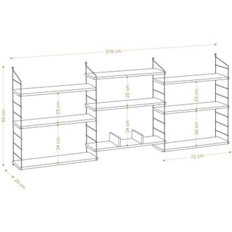Hanah Home Biblioth&egrave;que en bois Laba - 216 x 20 x 85 cm - Ch&ecirc;ne