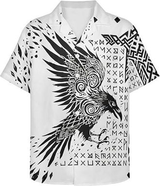 Keephen Nouveaut&eacute; Viking Chemises Hommes/Femmes Viking Animal Impression 3D Chemise Hawaiienne Chemise &agrave; Boutons Cool Plage Vacances Col &agrave; Revers Haut