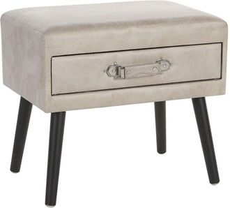 Beliani Table de Chevet Moderne composé dune Structure en Bois de Pin Capitonné en Cuir pu Beige avec Tiroir 46 cm de Hauteur Beliani