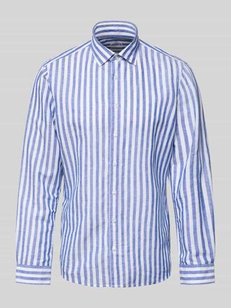 Jake*s Slim Fit Business-Hemd aus Leinen-Mix mit Kentkragen