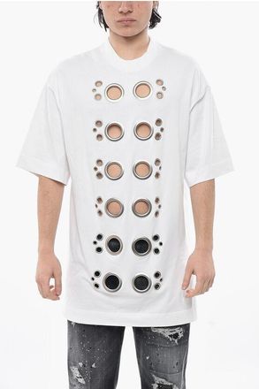 Givenchy Oversized Cotton T-Shirt With Decorative Eyelets size Xxs