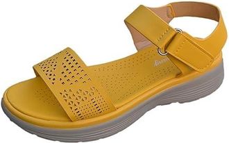 Generic Sandales compens&eacute;es d&eacute;t&eacute; &agrave; bout ouvert et sangle de cheville pour femme avec soutien de la vo&ucirc;te plantaire confortables, jaune, 38.5 EU