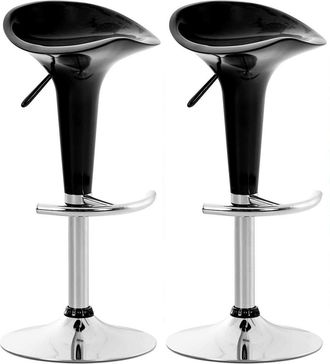 Clp 2er Set Barhocker Saddle Mit Drehbarem Kunsttoffsitz Und Fußablage I Höhenverstellbarer Hocker Mit Metallgestell In Chrom-Optik, Farbe:schwarz
