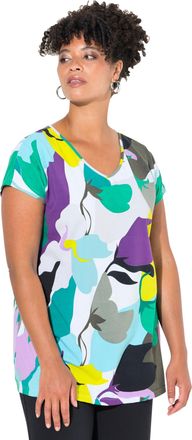 Miamoda Damen gro&szlig;e Gr&ouml;&szlig;en &Uuml;bergr&ouml;&szlig;en Plus Size T-Shirt, Oversized, Floral-Druck, V-Ausschnitt Pflaume 48 833003837-48