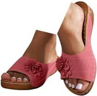 Generic Sandales larges pour femme, sandales et claquettes compens&eacute;es, chaussures d&eacute;t&eacute; &agrave; enfiler avec accents m&eacute;talliques, confortables et habill&eacute;es pour la m