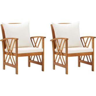 vidaXL INLIFE Chaises de jardin avec coussins 2 pcs Bois dacacia massif