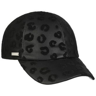 Seeberger Faux Leather Leo Print Casquette Femme, noir-noir, taille unique