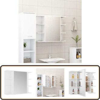 vidaXL Vidaxl - Armoire à miroir de salle de bain Blanc Bois dingénierie - Armoire Salle De Bain - Meuble Salle De Bain - Miroir Salle De Bain - Rangement