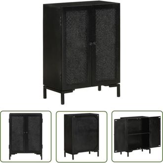 vidaXL Sideboard Schwarz 55x30x77 cm Massivholz Mango und Eisen - Vidaxl