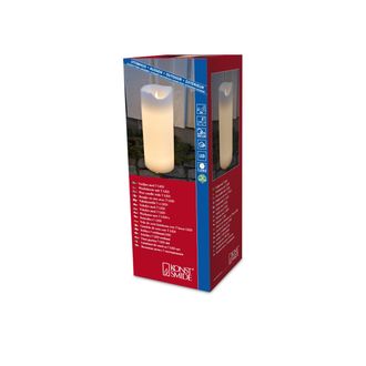 Konstsmide LED Echtwachskerze, wei&szlig;, zerlaufene Wachsoptik, 30 cm, warm wei&szlig; flackernde Dioden, 24V Au&szlig;entrafo, transparentes Kabel - 1952-100