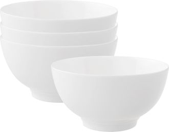 Villeroy & Boch Royal Salat-/ Serviersch&uuml;sseln 4er Set, Sp&uuml;lmaschinenfest, Mikrowellensicher, Sch&uuml;ssel, Bowl, Schale, Salatsch&uuml;ssel, Premium Bone Porcelain, Wei&szlig;