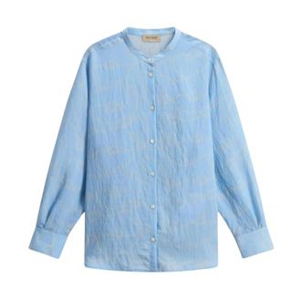 Woolrich Femme, Blouses et Chemises, Bleu, Taille: 38 FR Camicia in misto lyocell