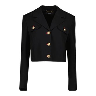 Versace Femme, Vestes, Noir, Taille: 36 FR Veste courte en laine noire