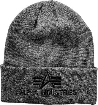 Alpha Industries Alpha Industries 3D Beanie Strickmütze aus Acryl für Herren Charcoal Heather
