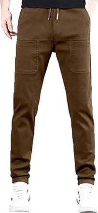 Generic Pantalon de loisirs pour homme - Long et fin - Pantalon d&eacute;t&eacute; surdimensionn&eacute; - En soie glac&eacute;e - Avec cordon de serrage - Pantalon de loisirs - Pantalon