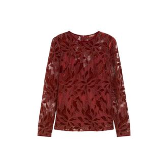 Max Mara Plinio Tulle T-shirt - Femme - Blouses et Chemises - Rouge - Taille: 42 FR