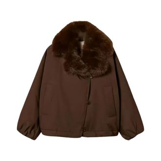 Twinset Faux Shearling Mantel - - Jackets - Damen - Braun - S