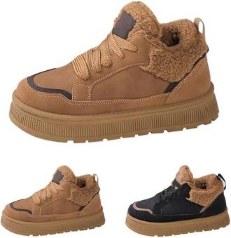 Generic Bottines &agrave; lacets pour femme - Chaudes - Doublure en fourrure - Avec soutien de la vo&ucirc;te plantaire - Antid&eacute;rapantes - L&eacute;g&egrave;res et confortables, marron,