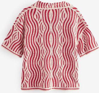 Next T-Shirt Quadratisches Kurzarmshirt mit H&auml;kelbesatz (1-tlg)