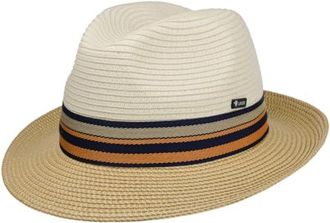 LIPODO Chapeau en Paille Corinaldo Bogart Homme - Made in Italy de Soleil avec Ruban Gros Grain Ete Printemps-ete - XL (60-61 cm) Blanc Creme