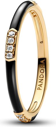 Pandora Me Schwarze Emaille & Steine Ring aus Sterling Silber mit vergoldeter Metalllegierung und Zirkonia, Größe: 58, 163686C01-58