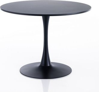 Oresteluchetta Runder Tisch Schwarz 90 cm aus Stahl und MDF modernes Design Mons Black